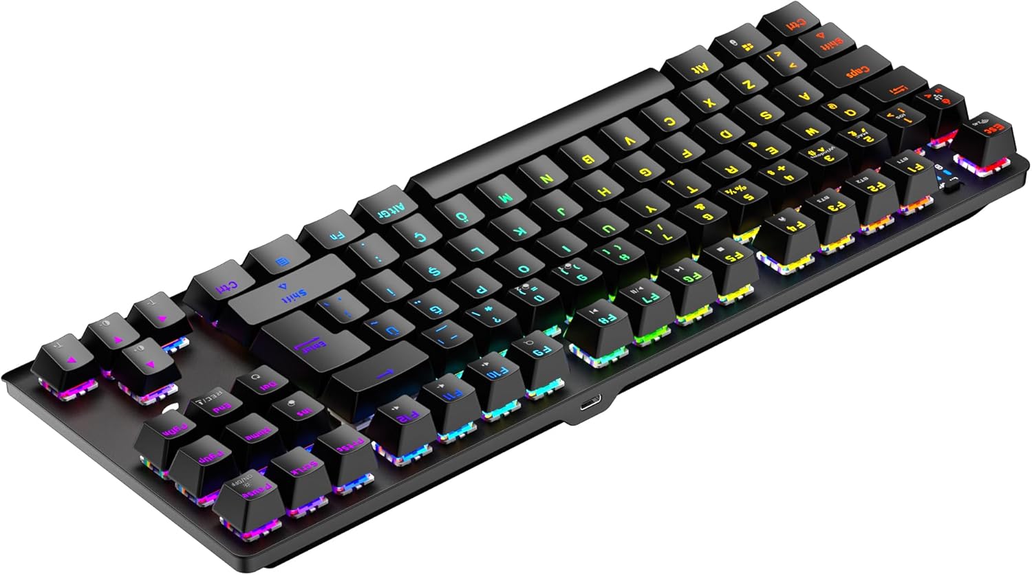 GamePower Eva 7 60M Mekanik Kablolu, 2.4Ghz, Bluetooth 3 Mod Blue Switch 88 Tuş USB RGB Gaming ...